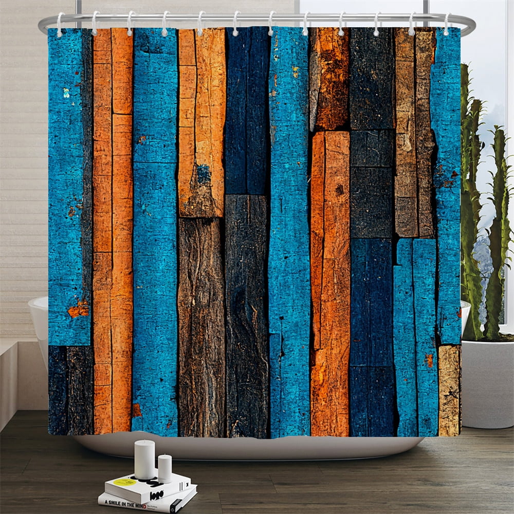 Rustic Shower Curtain Vintage Vertical Wood Planks Distressed Rustic ...
