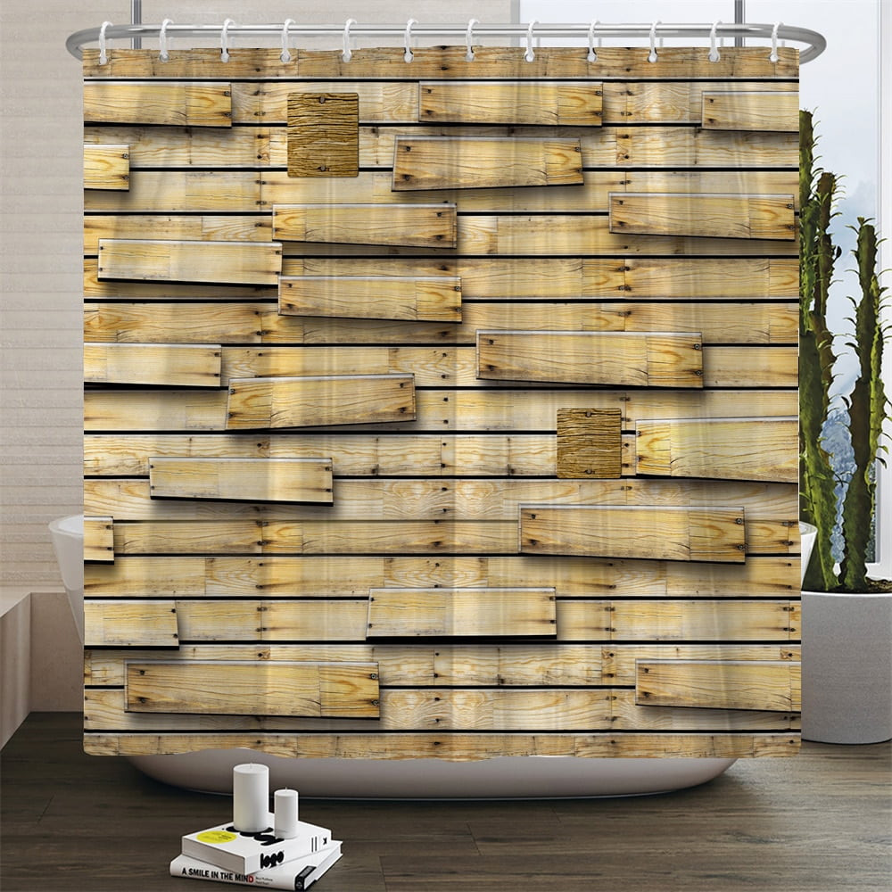 Rustic Shower Curtain Vintage Vertical Wood Planks Distressed Rustic ...