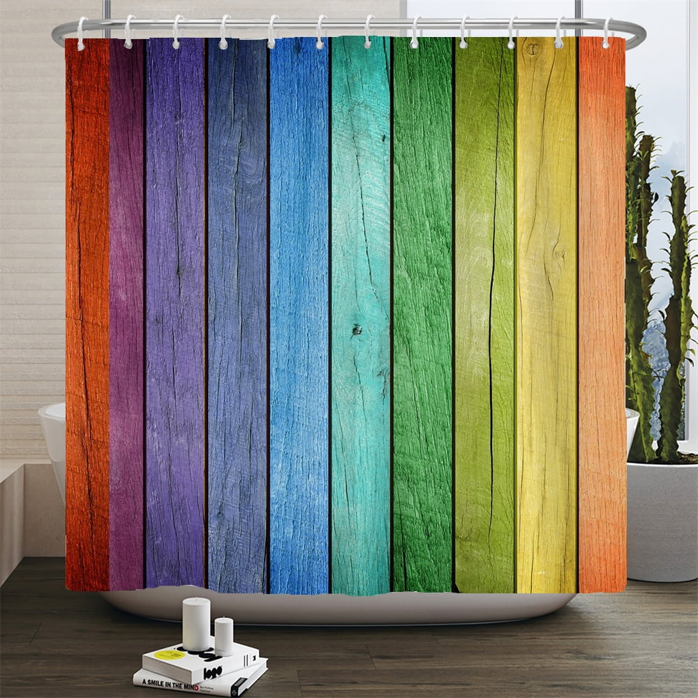 Rustic Shower Curtain Vintage Vertical Wood Planks Distressed Rustic ...