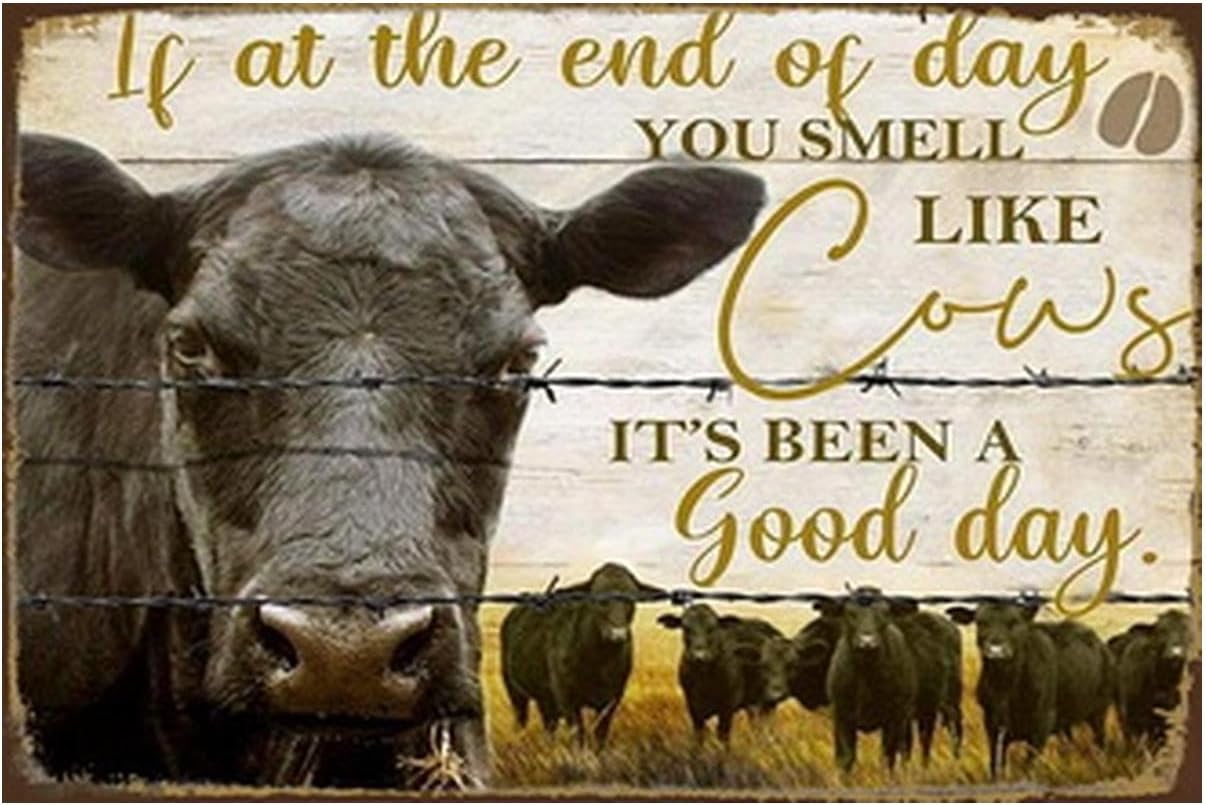 Rustic-Sign Metal-Poster Wall-Art Cow-Lovers, Smell Like Cows, Funny ...