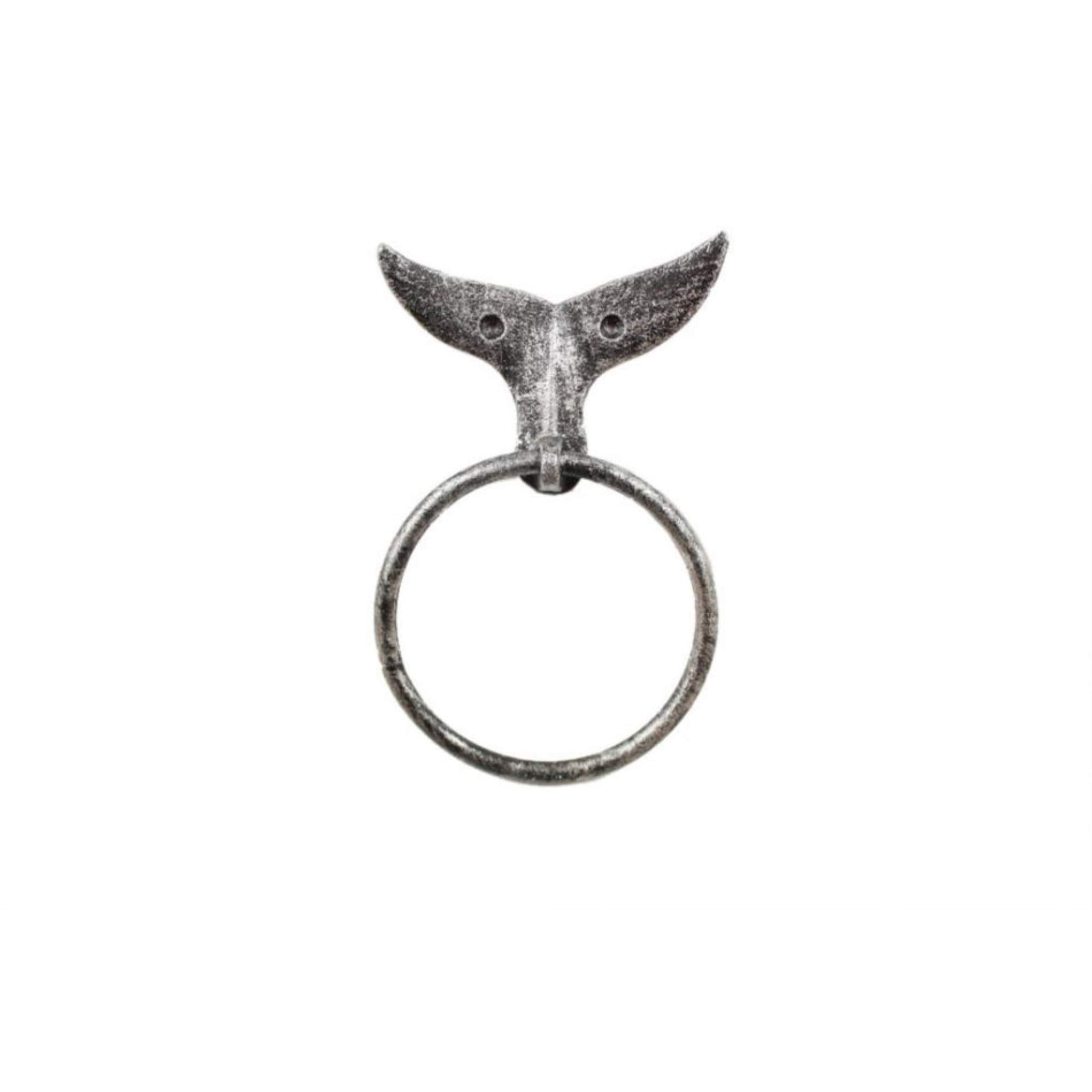 Rustic Silver Cast Iron Whale Tail Towel Holder 7.5" - Sea Life Wall ...