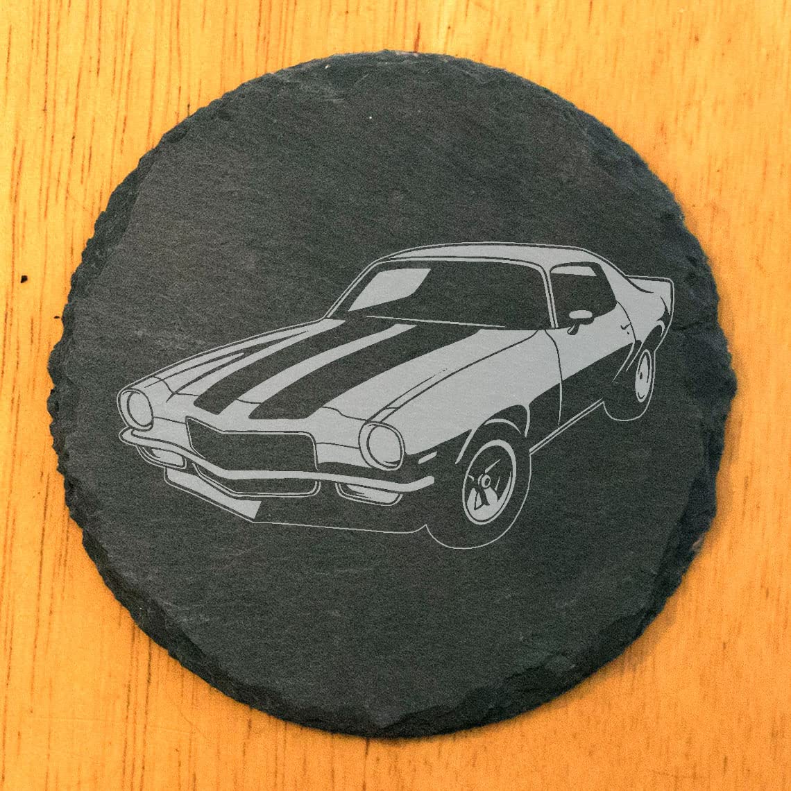 Rustic Slate Coasters Set With Laser-Etched Chevy Camaro Z28 Image ...