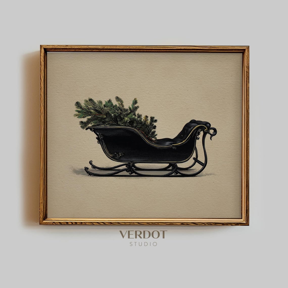 Rustic Sleigh Art Print Vintage Winter Poster Cozy Winter Wall Decor ...
