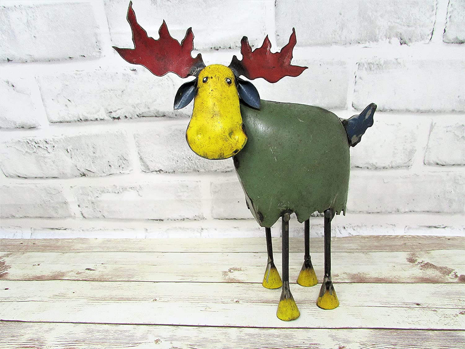 Rustic Small 8 inch Tall Repurposed Scrap Metal Moose Statue Home Lodge ...