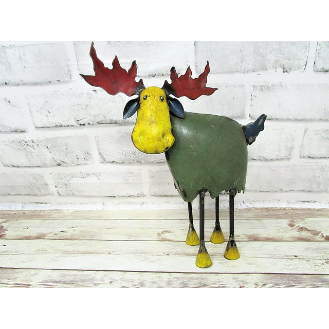 Rustic Small 8 inch Tall Repurposed Scrap Metal Moose Statue Home Lodge ...