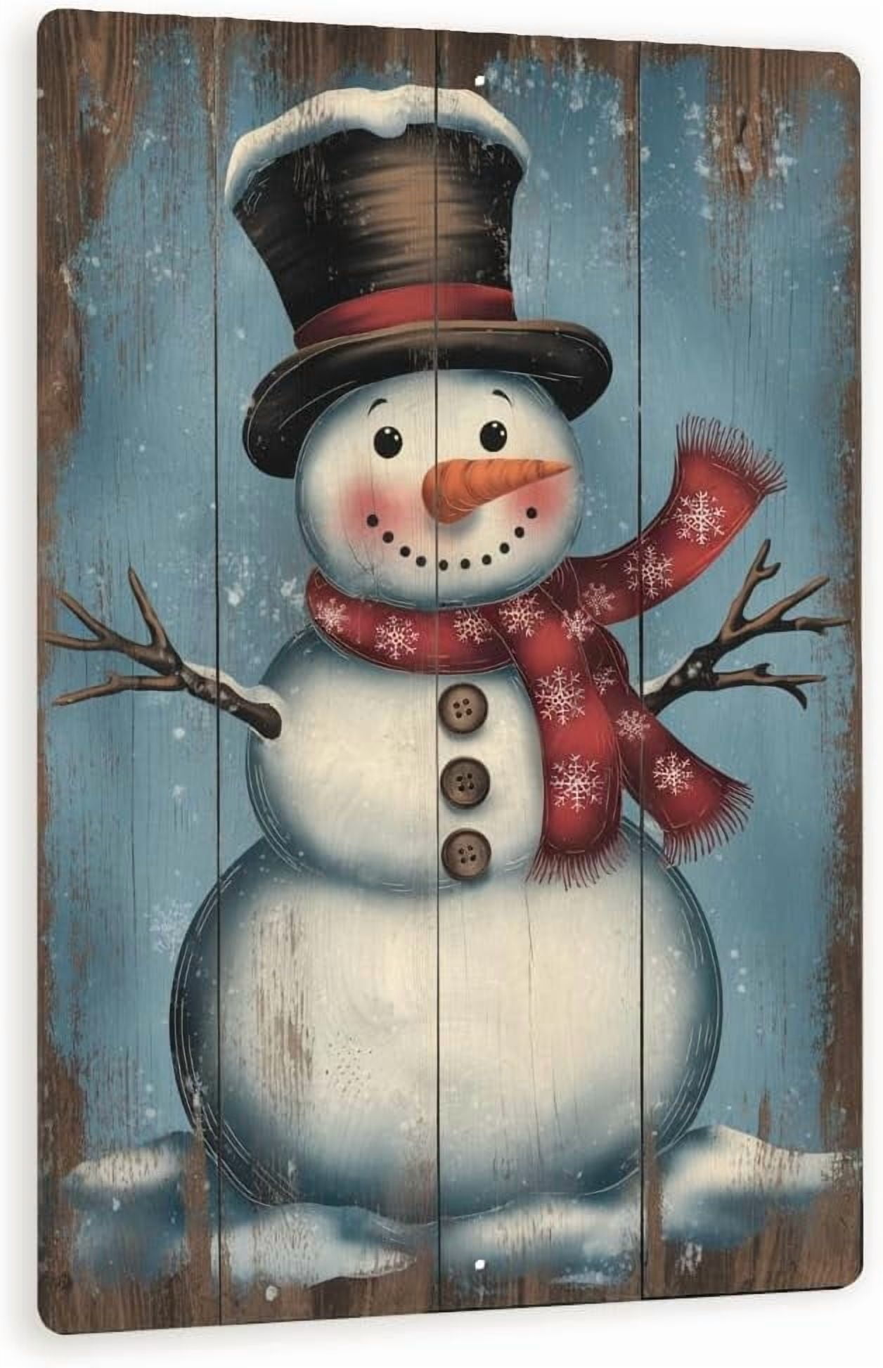 Rustic Snowman Metal Sign – Vintage Farmhouse Winter Wall Art With ...