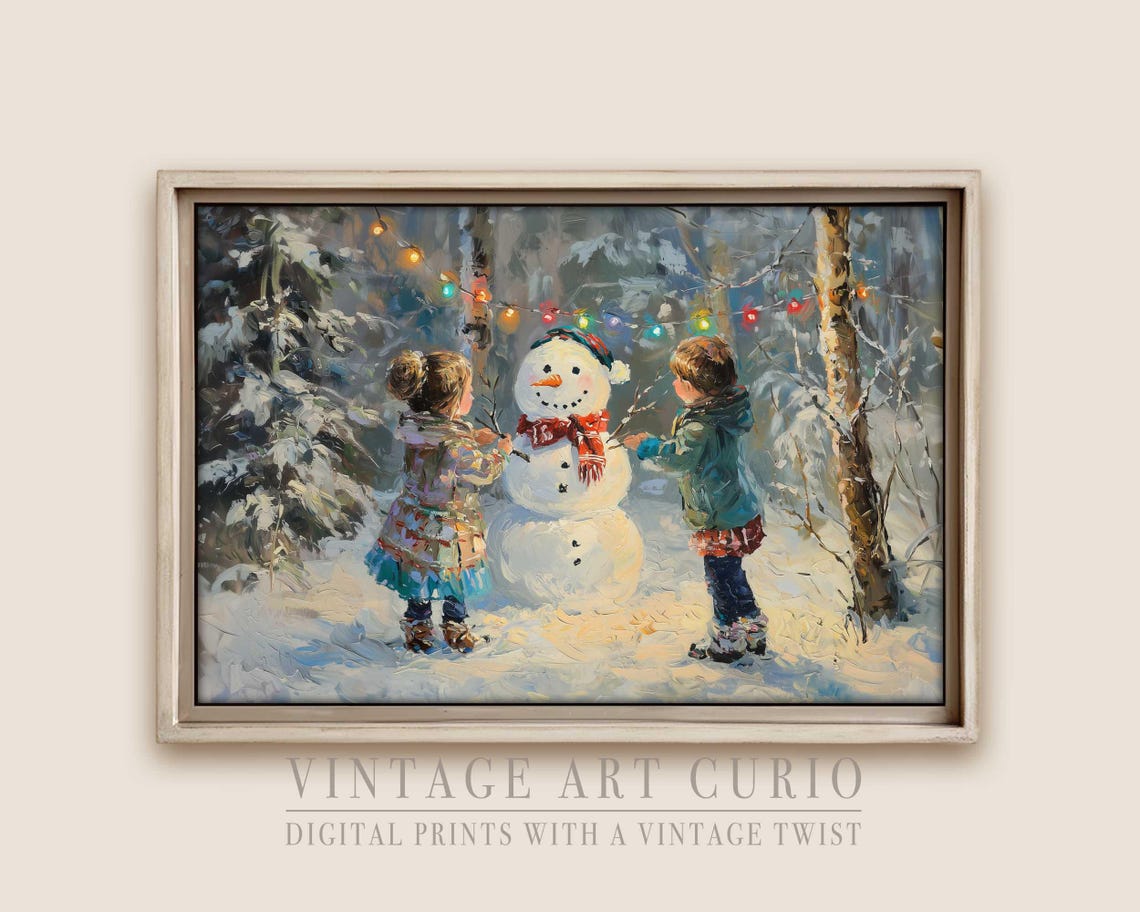 Rustic Snowman Wall Art Print, Winter Scene, Christmas Cabin Decor ...