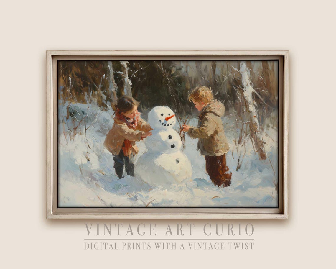 Rustic Snowman Wall Art Print, Winter Scene, Christmas Cabin Decor ...