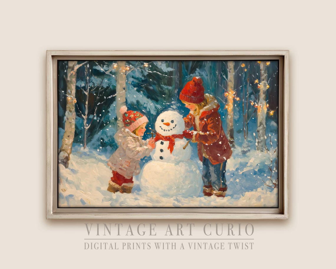 Rustic Snowman Wall Art Print, Winter Scene, Christmas Cabin Decor ...
