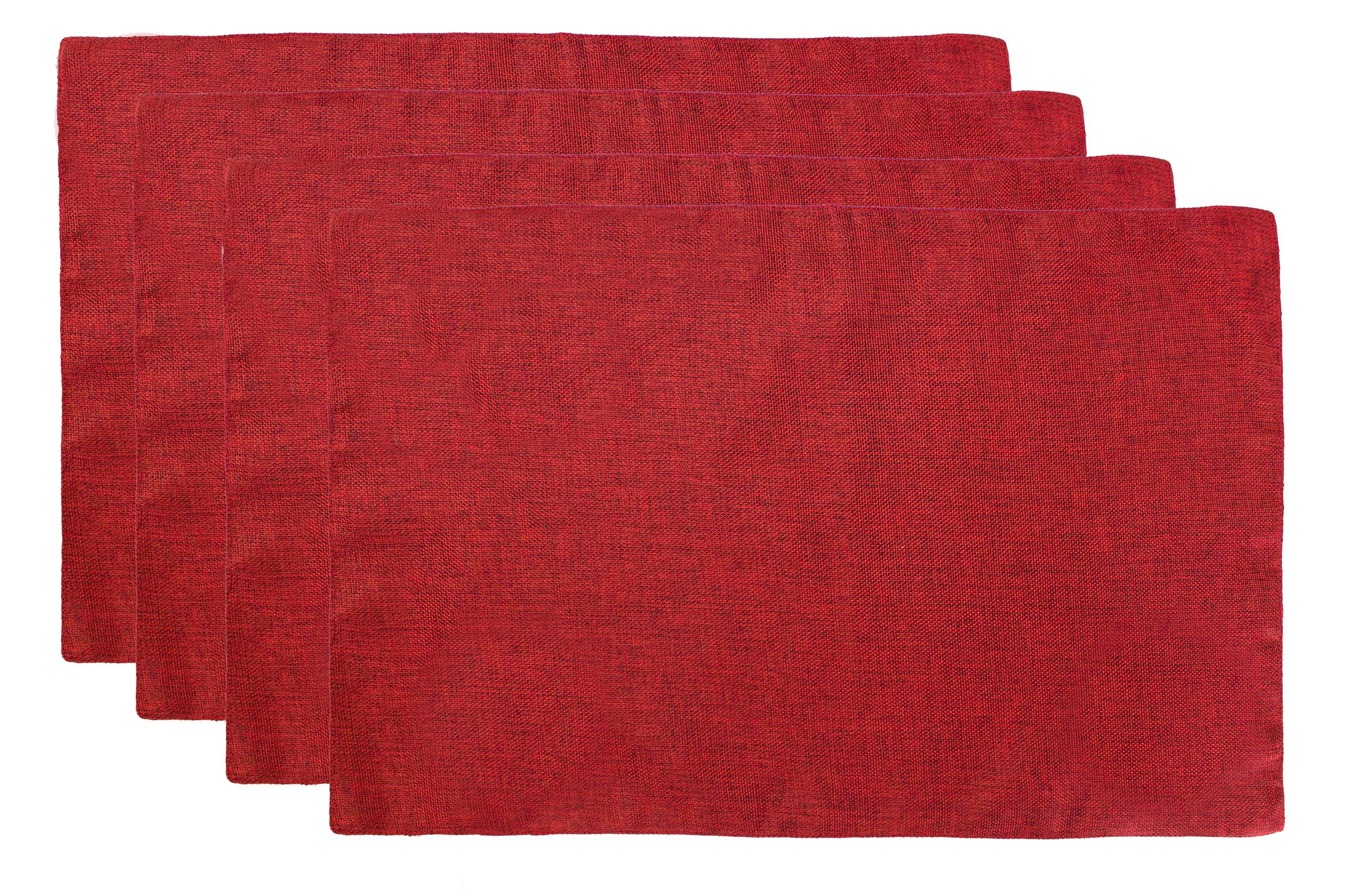 Rustic Solid Color Plain Design Table Placemat - Set of 4 (Red 13"x19 ...