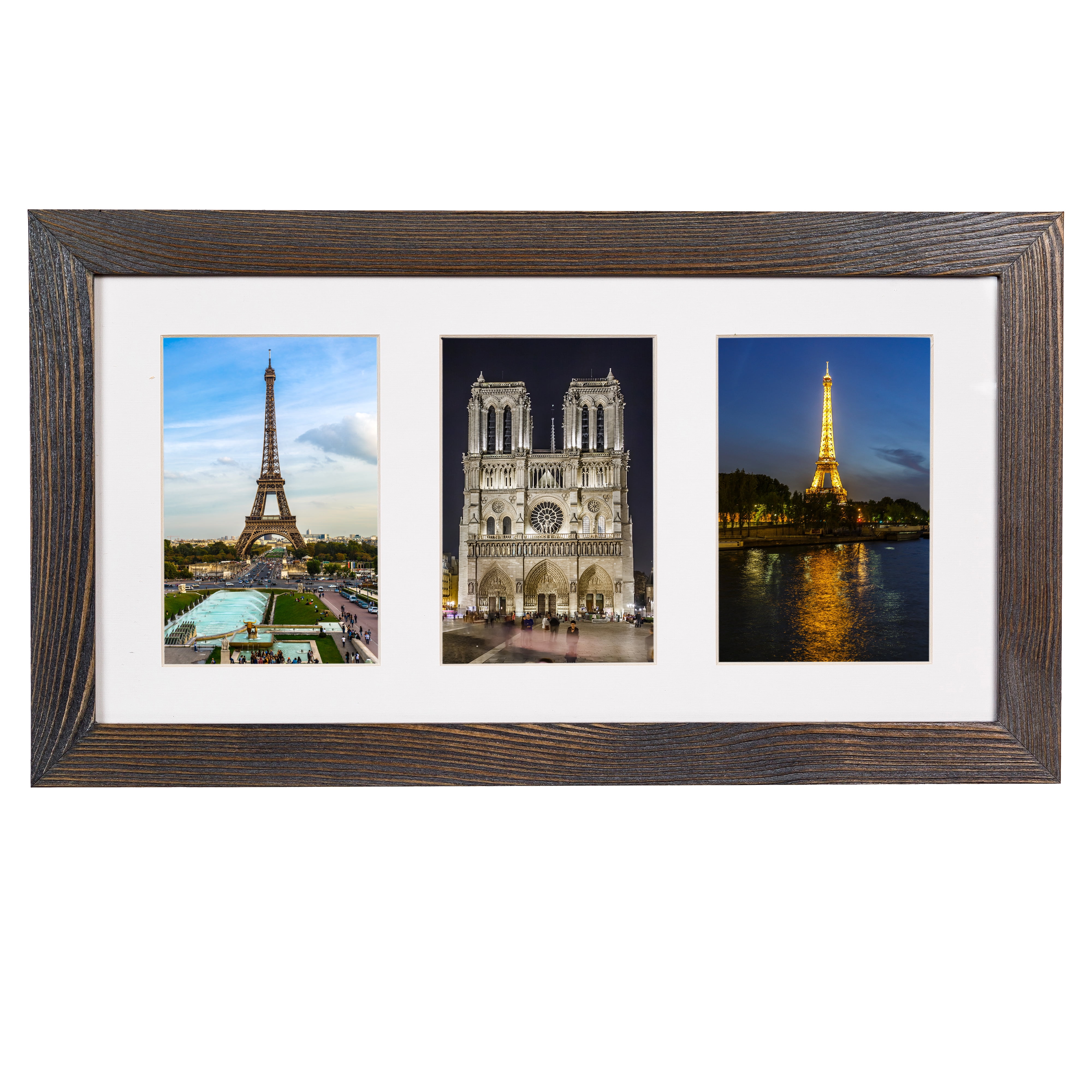 Rustic Solid Wood Collage Photo Frame 8x16 – Display Three (3) 4x6 ...