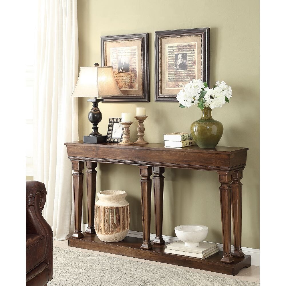 Rustic Solid Wood Console Table in Oak - Walmart.com