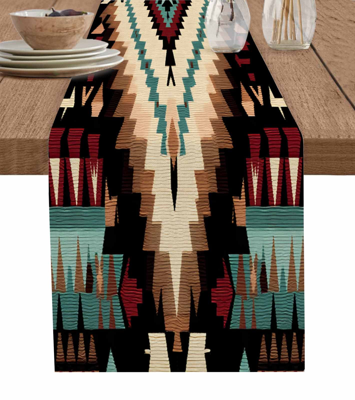 Rustic Southwest Table Runner-Cotton Linen- 90 Inch Holiday Dresser ...
