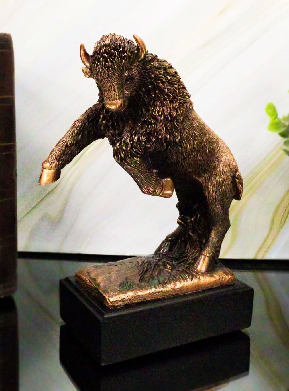 Rustic Southwestern Prancing American Bison Buffalo Bull Figurine With ...