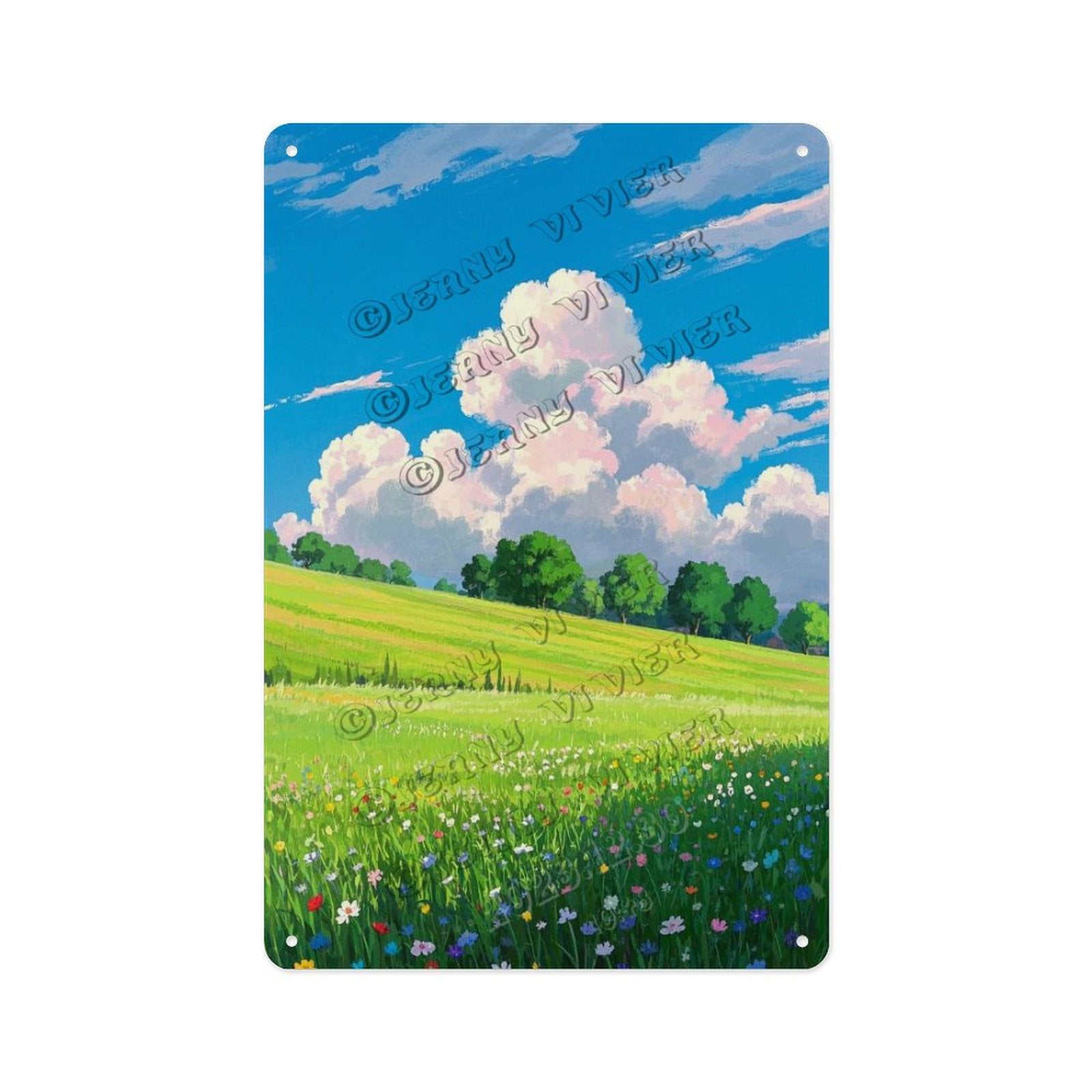 Rustic Spring Hill Landscape Tin Sign – Beautiful Vintage Nature Art ...