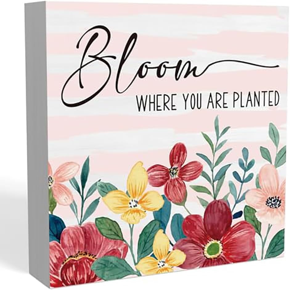 Rustic Spring Office Desk Decor Cute Bloom Where You Are Planted Spring ...