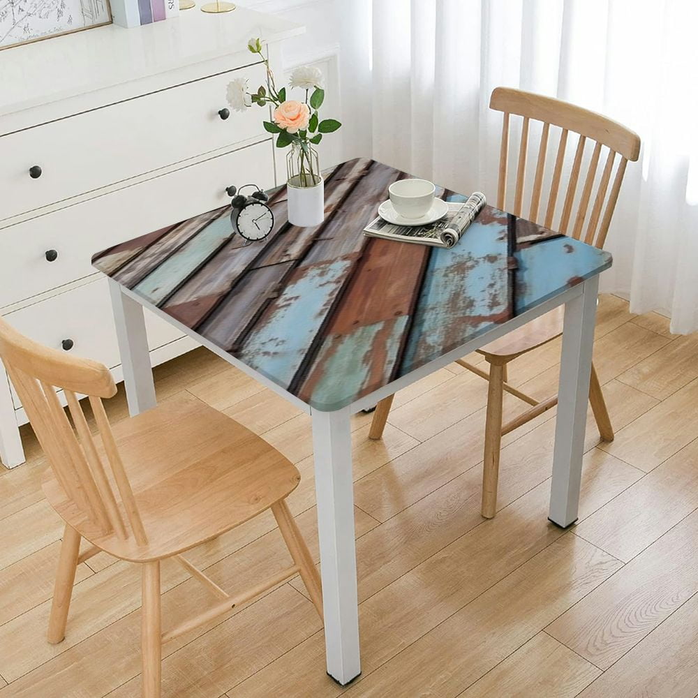 Rustic Square Fitted Tablecloth, Image of Wooden Planks with and ...