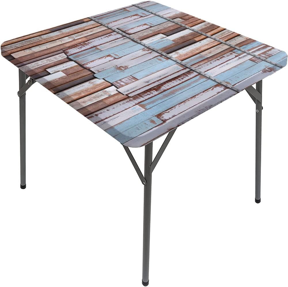 Rustic Square Table Bay, Nautical Concept Long Wood Planks Tree Design ...