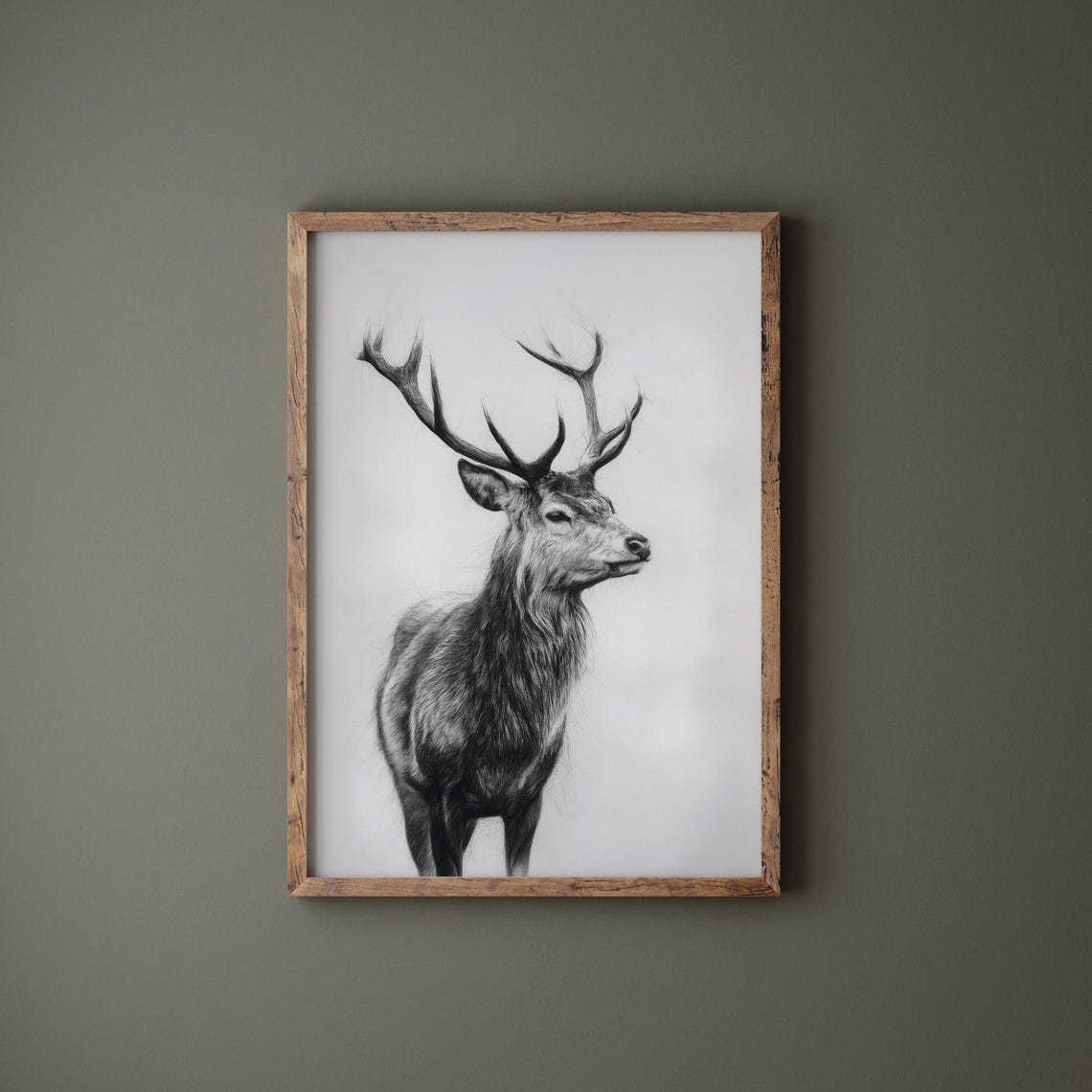 Rustic Stag Wall Art Print Rustic Wildlife Wall Art Wildlife ...