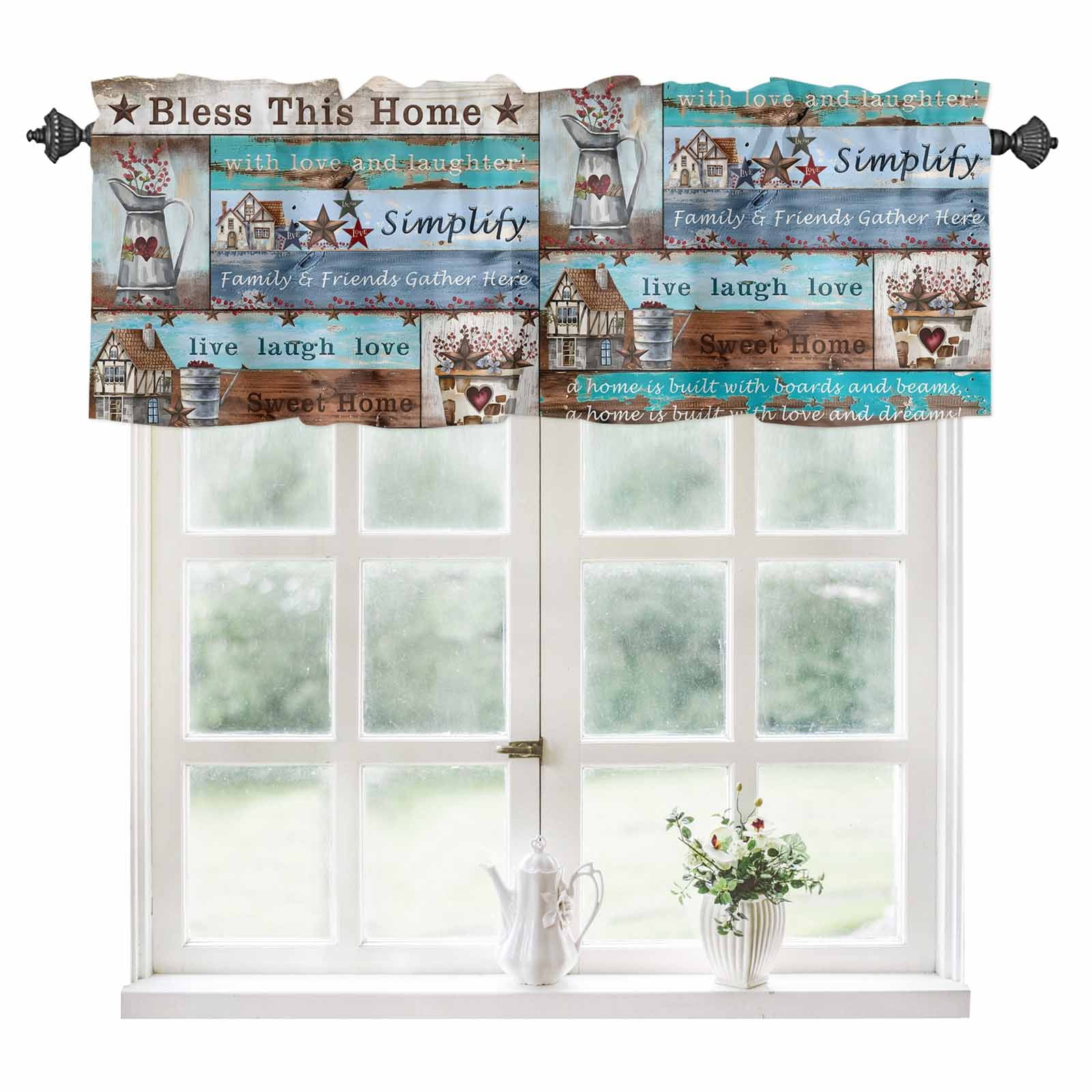 Rustic Star Farm Kitchen Valances for Windows 60x18 Inch Kitchen ...