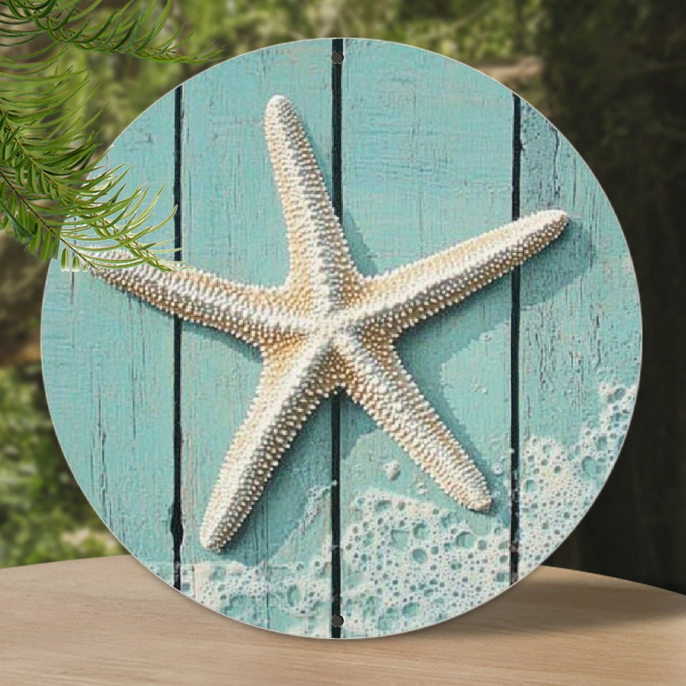 Rustic Starfish Metal Tin Sign - 8x8 Inch Coastal Ocean Time Antique ...