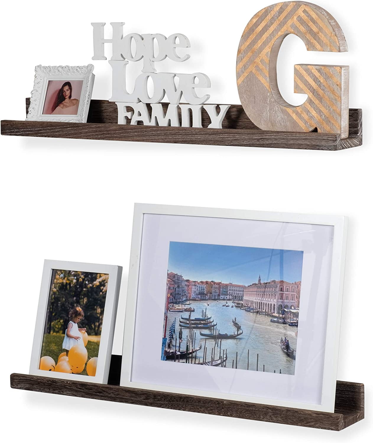 Rustic State Ted 24" Wall Mount Narrow Picture Ledge Photo Frame ...