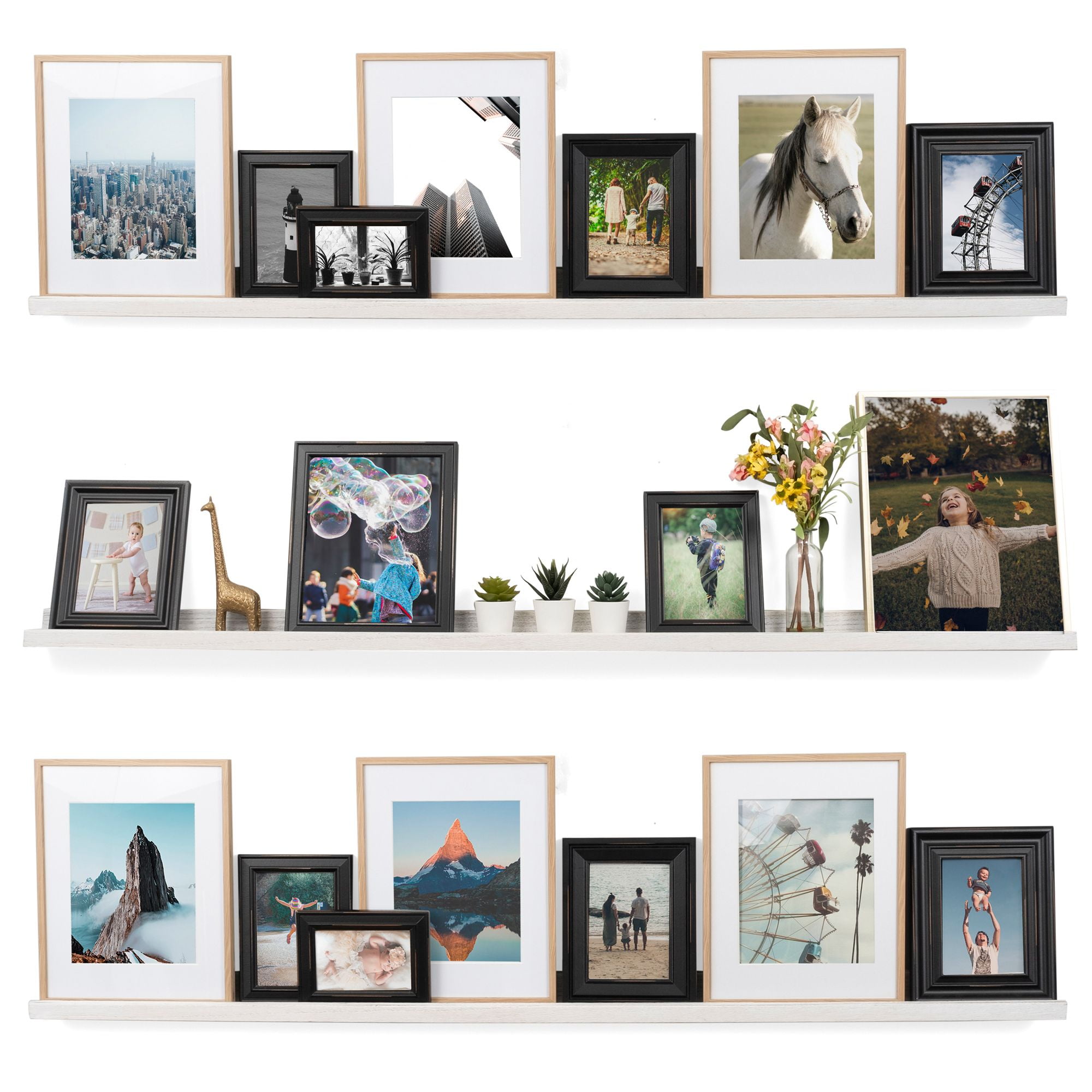 Rustic State Ted Wall Mount Picture Ledge 60" Extra Long Narrow Shelf ...