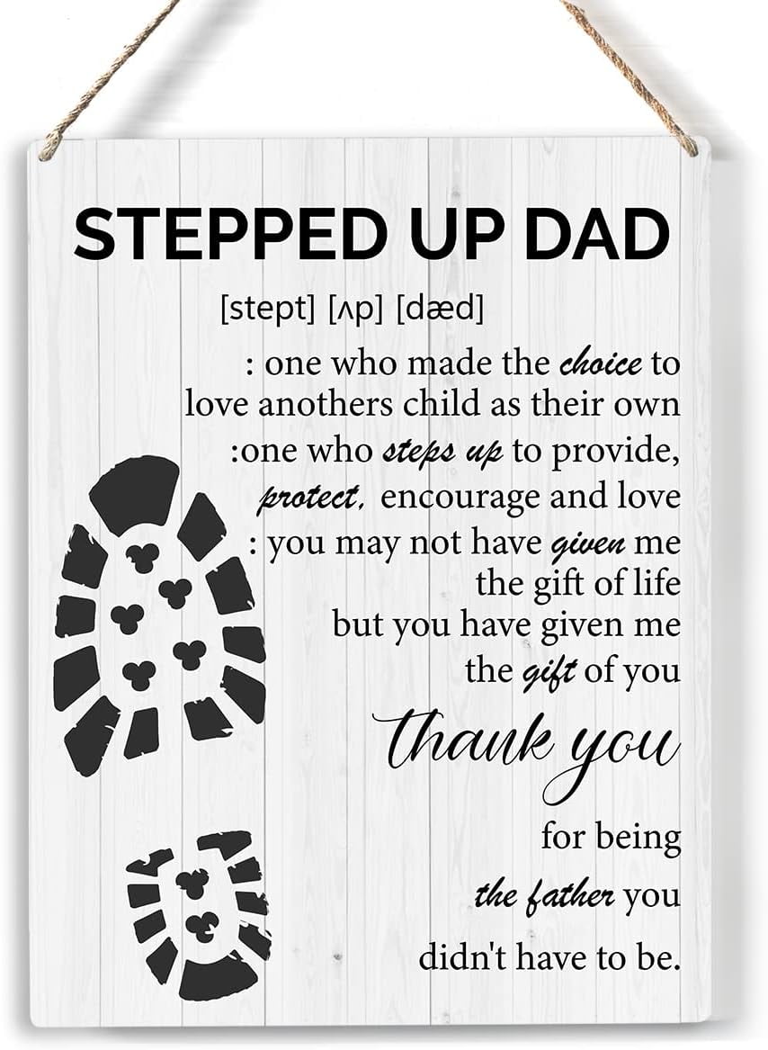 Rustic Stepped up Dad Definition Wood Sign Stepfather Wooden Signs ...