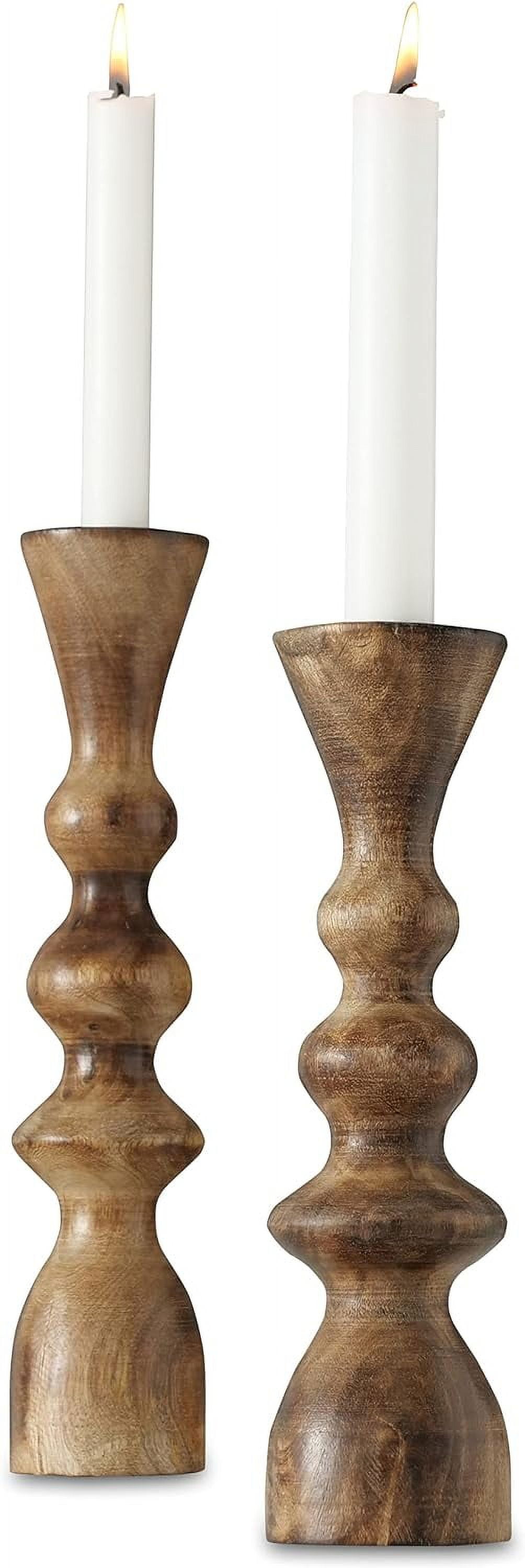 Rustic Stockbridge Wooden Candle Holders, Set of 2, Metal Liner ...