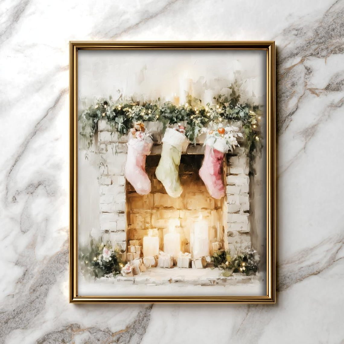 Rustic Stockings Poster - Cozy Vintagewall Art, Soft Textured, Festive ...