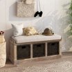 Aukfa Upholstered Storage Bench with 3 Drawers, Flip-Open Storage Box ...