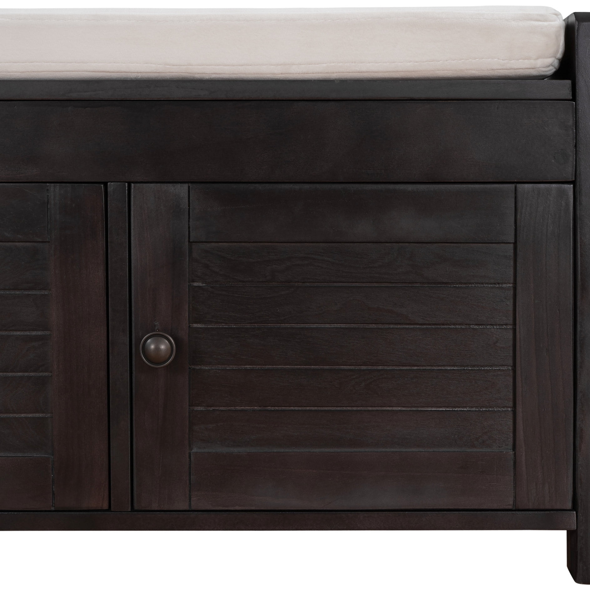 Rustic Storage Bench with Vertical Slat Sides | Offers Sitting and ...