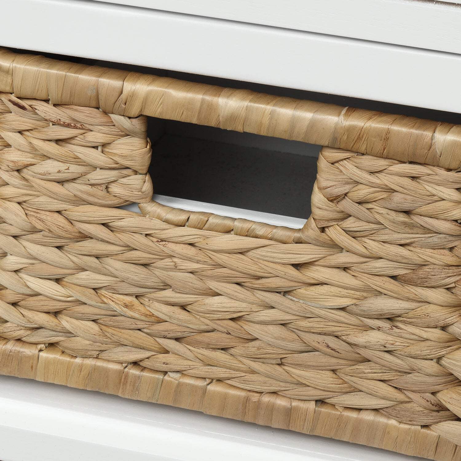 Rustic Storage Bench With 3 Drawers And 3 Rattan Baskets, Shoe Bench ...