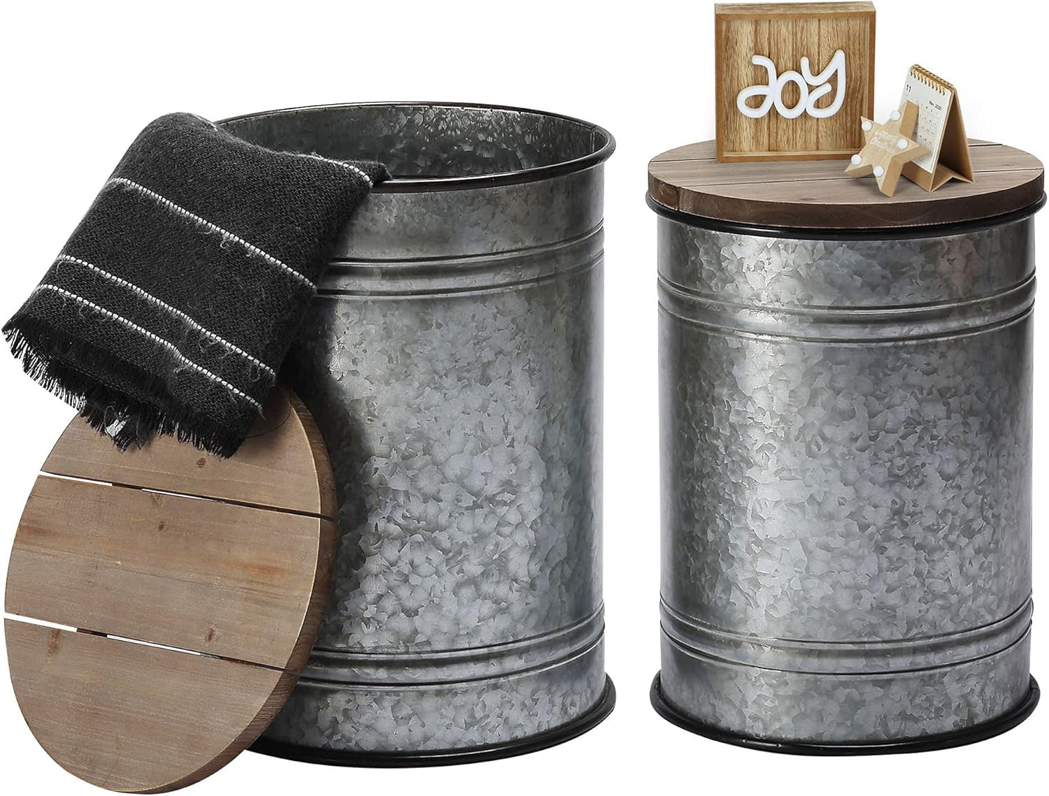 Rustic Storage Ottoman Seat Stool, Farmhouse Accent Side Table, Antique ...