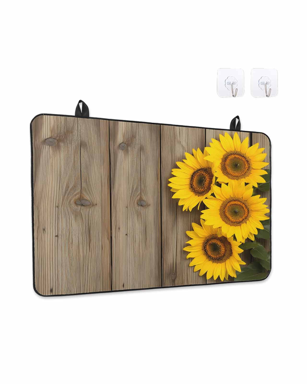 Rustic Stove Top Covers for Electric Stove, 28'x20'' Sunflowers Wood ...