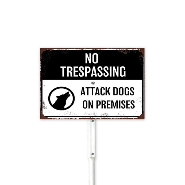 Rustic Style Beware Of Dog Sign: Warning - Attack Dogs on Premises, No ...