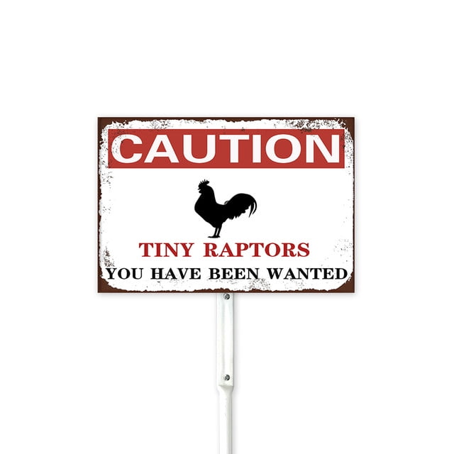 Rustic Style Caution Tiny Raptors Sign Aluminum Chicken Coop Signs For ...