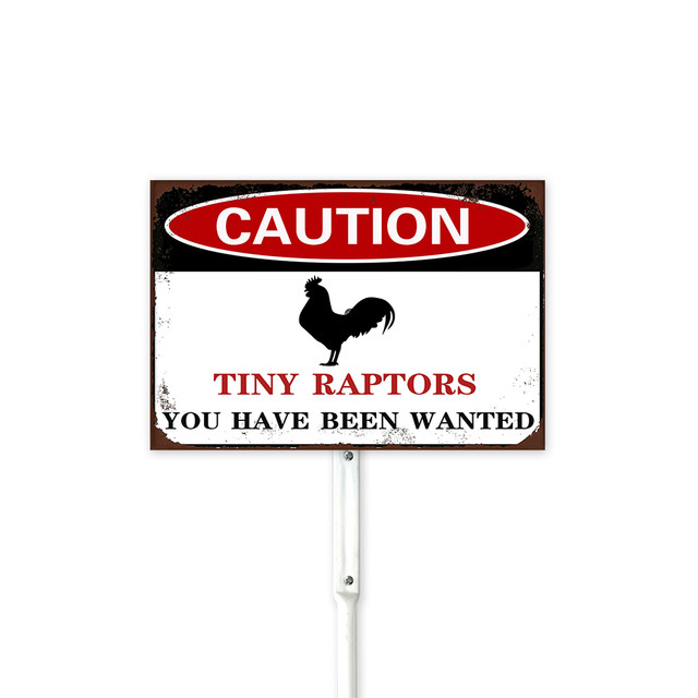 Rustic Style Caution Tiny Raptors Sign Aluminum Chicken Coop Signs For ...