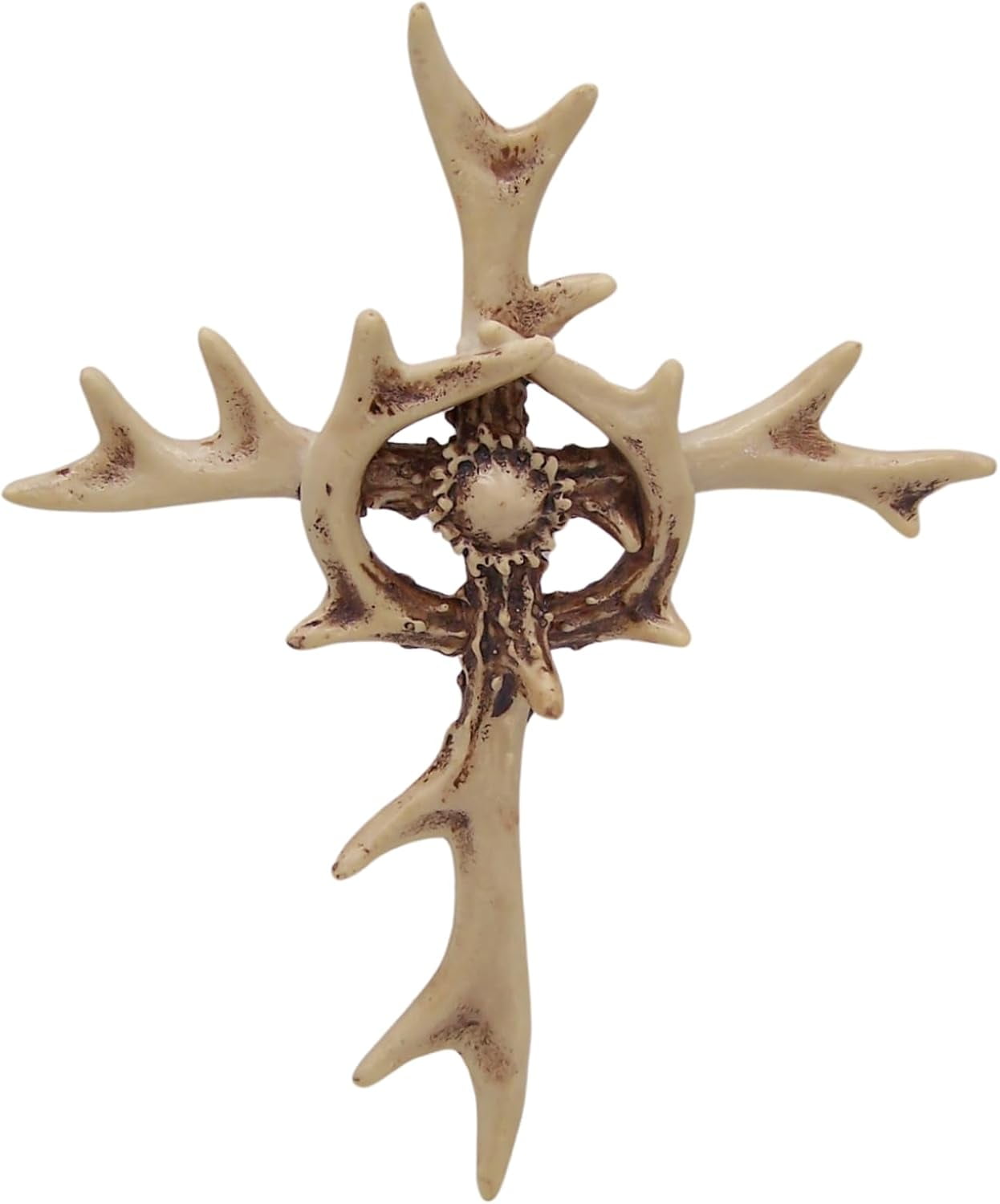 Rustic Style Faux Antler Resin Wall Cross, Religious Home & Office ...
