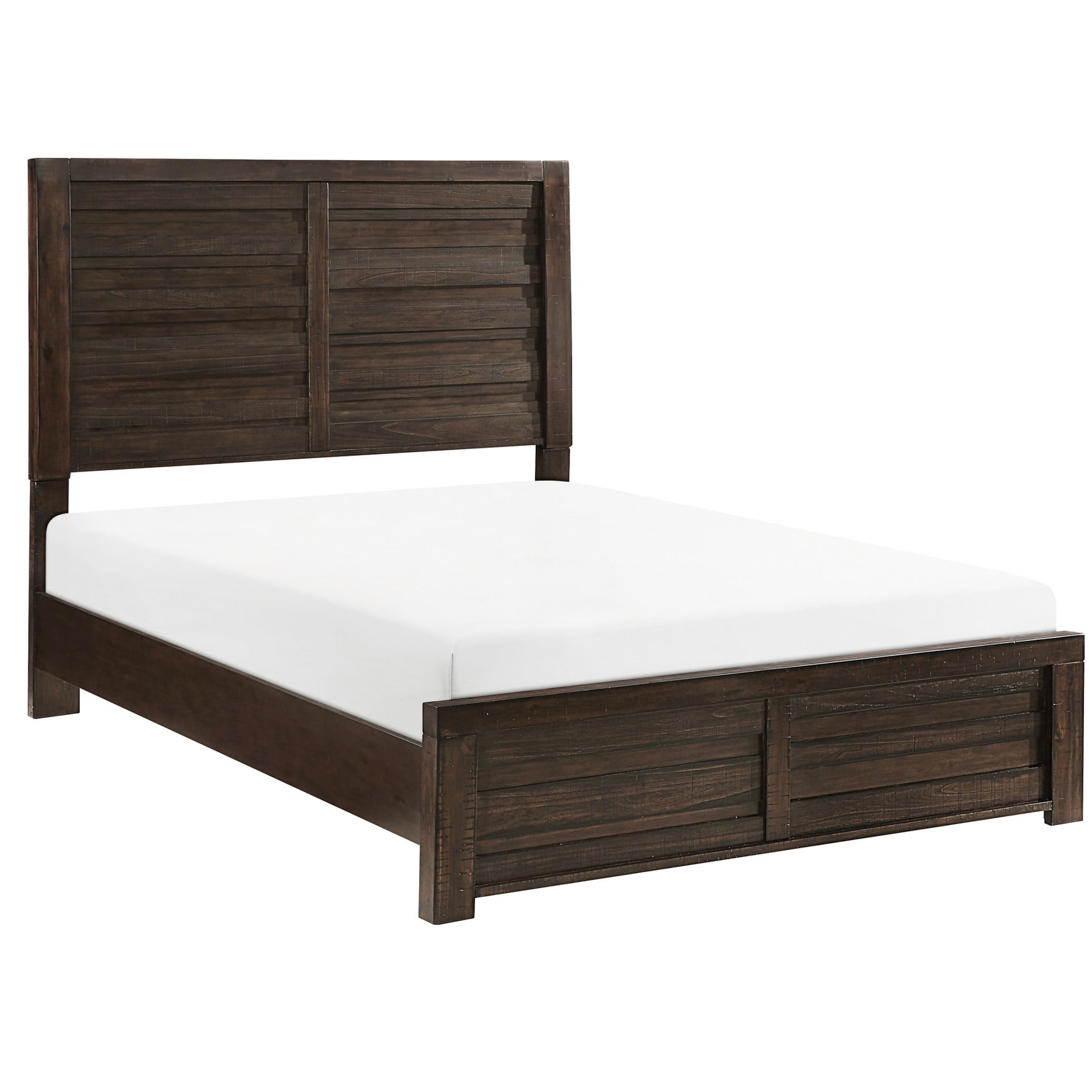 Rustic Style Full Size Dark Brown Bedroom Bed With Headboard Panel ...