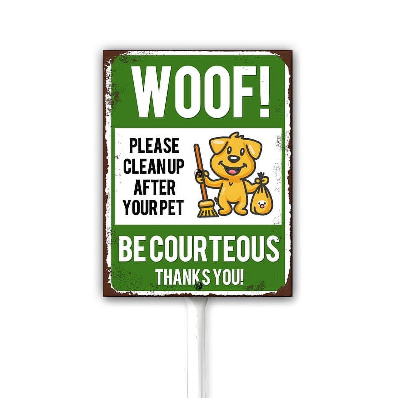 Rustic Style Funny Clean Up After Your Dog Yard Sign, Dog Welcome As ...