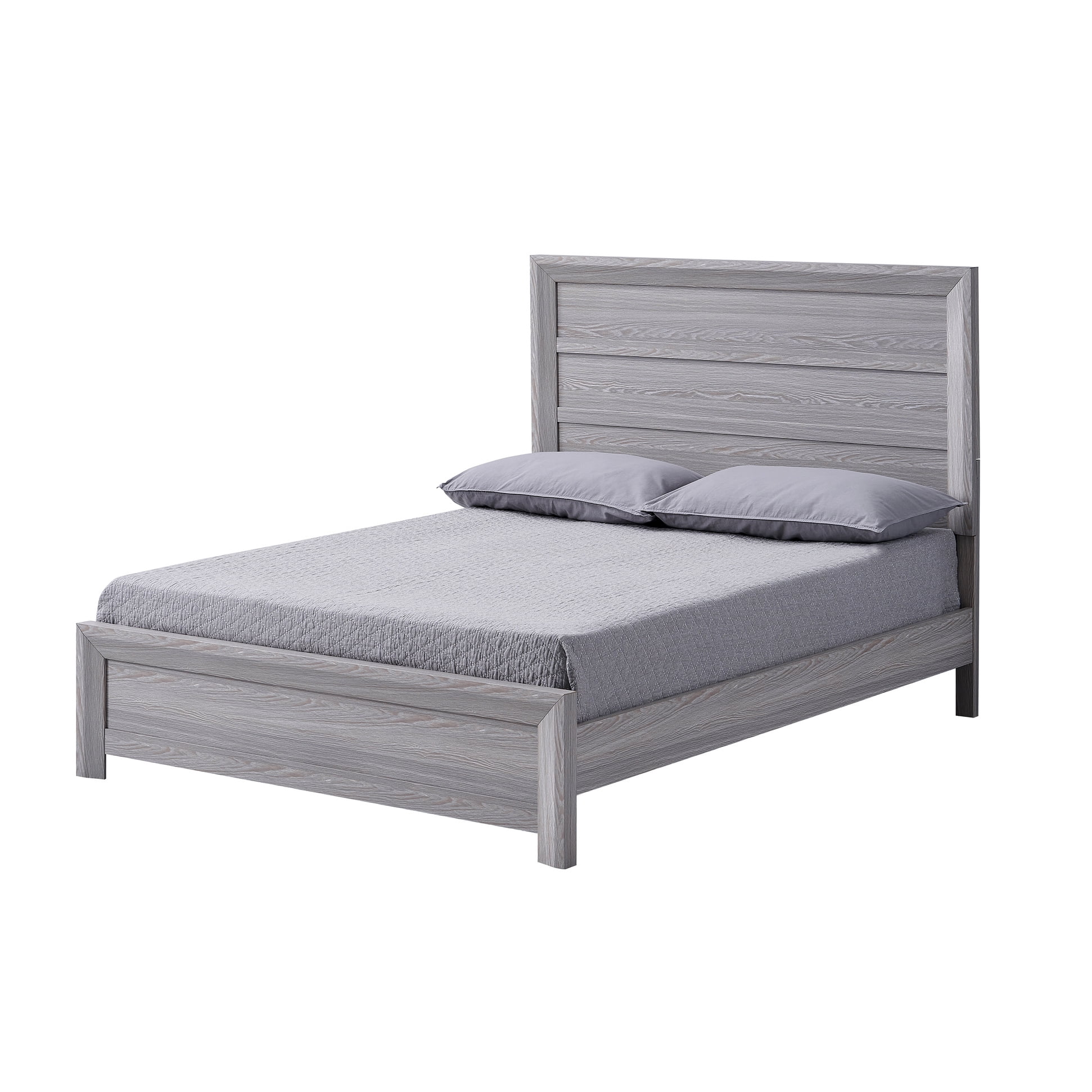Rustic Style Gray Wooden Queen Size Bed With Panel Headboard And ...