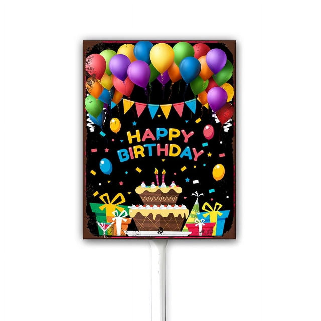 Rustic Style Happy Birthday Yard Signs with Stakes 7X8.8Inch Birthday ...