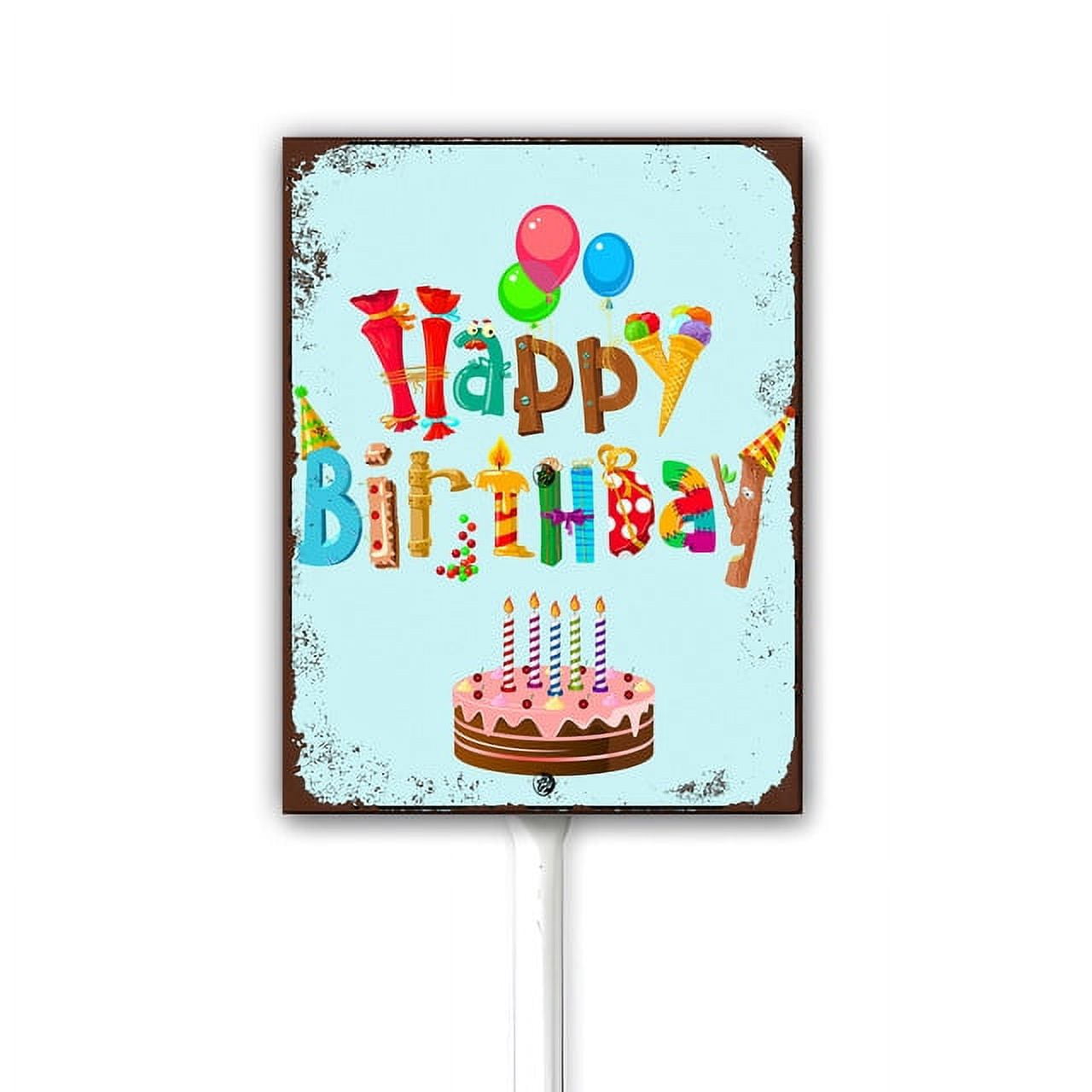 Rustic Style Happy Birthday Yard Signs with Stakes 8X12Inch Birthday ...