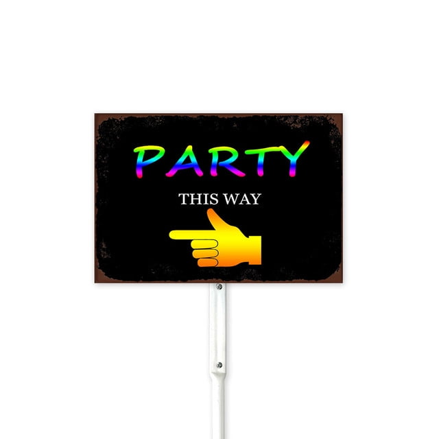 Rustic Style Party Signs with Stakes, Birthday Party This Way Sign With ...