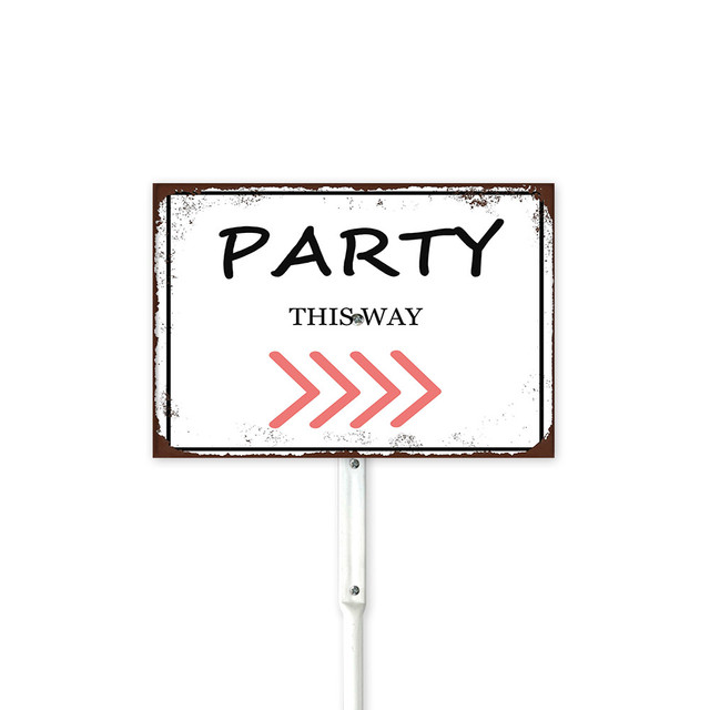 Rustic Style Party Signs with Stakes, Birthday Party This Way Sign With ...