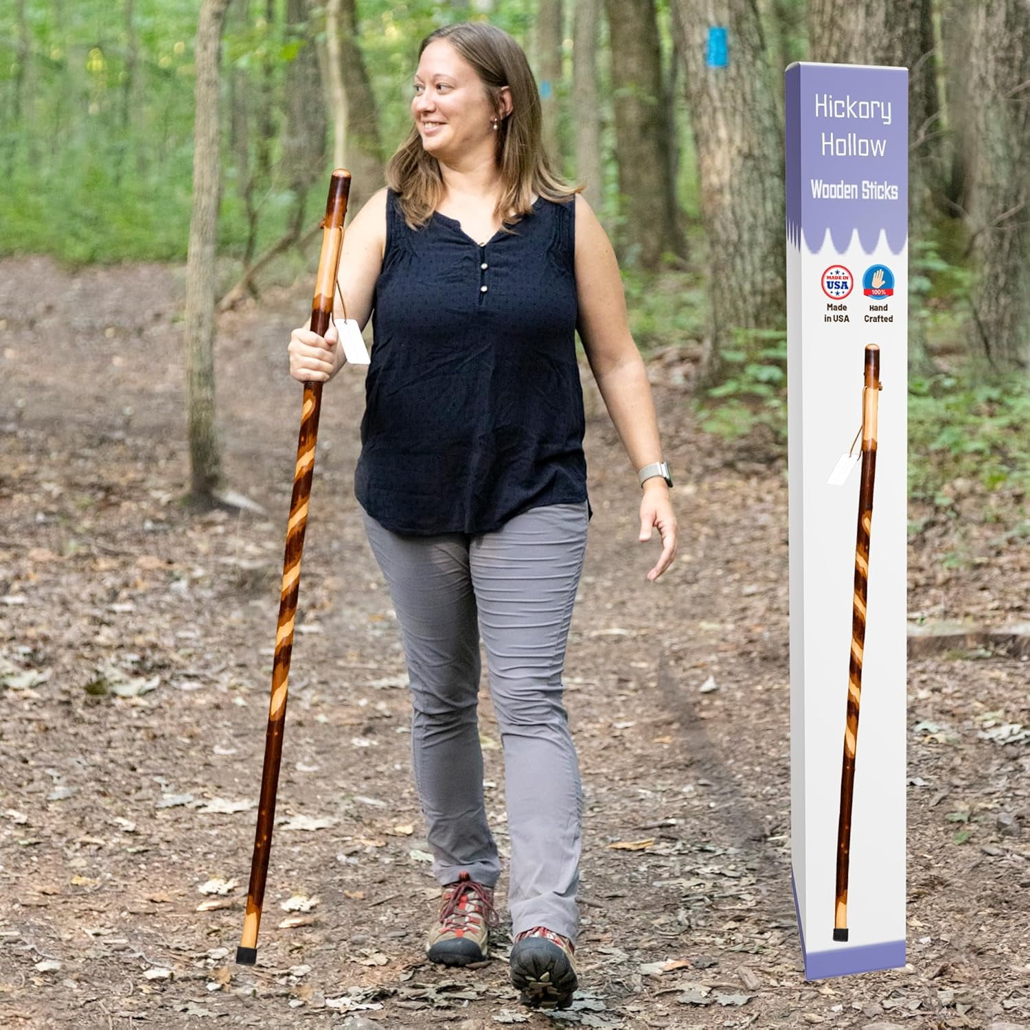 Rustic Style Walking Stick, Handcrafted Wooden Hiking Stick, Made in ...