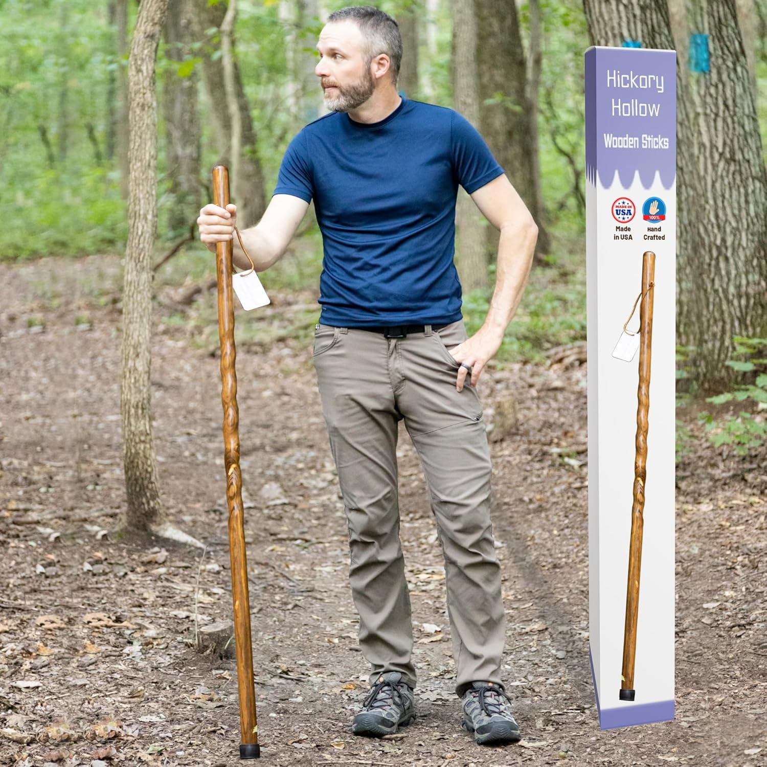 Rustic Style Walking Stick, Handcrafted Wooden Hiking Stick, Made in ...