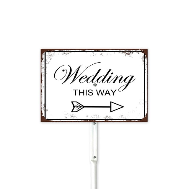 Rustic Style Wedding Direction Arrow Signs with Stakes, Wedding This Way Aluminum Signs Arrows ...