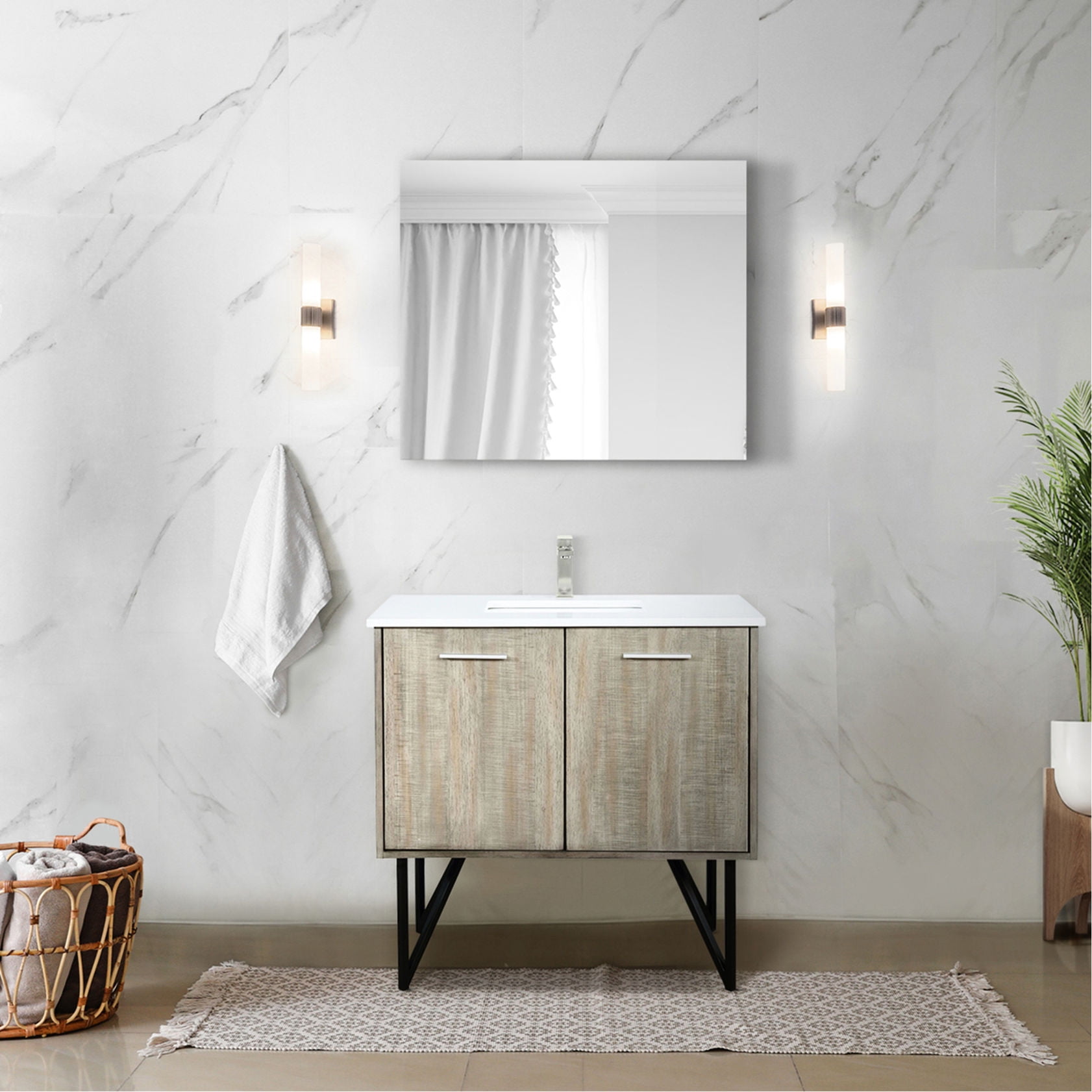 Rustic Style and Storage Function - 36 - inch Acacia Vanity with Marble ...